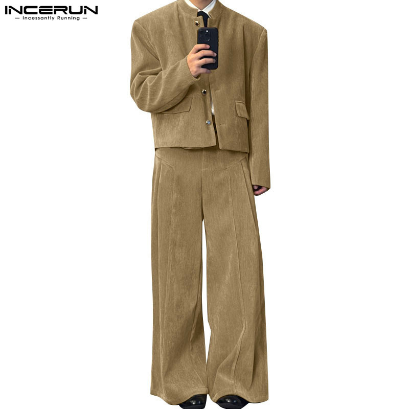 INCERUN Masculino Coreano Avançado Veludo Gola Manga Comprida Almofada ...