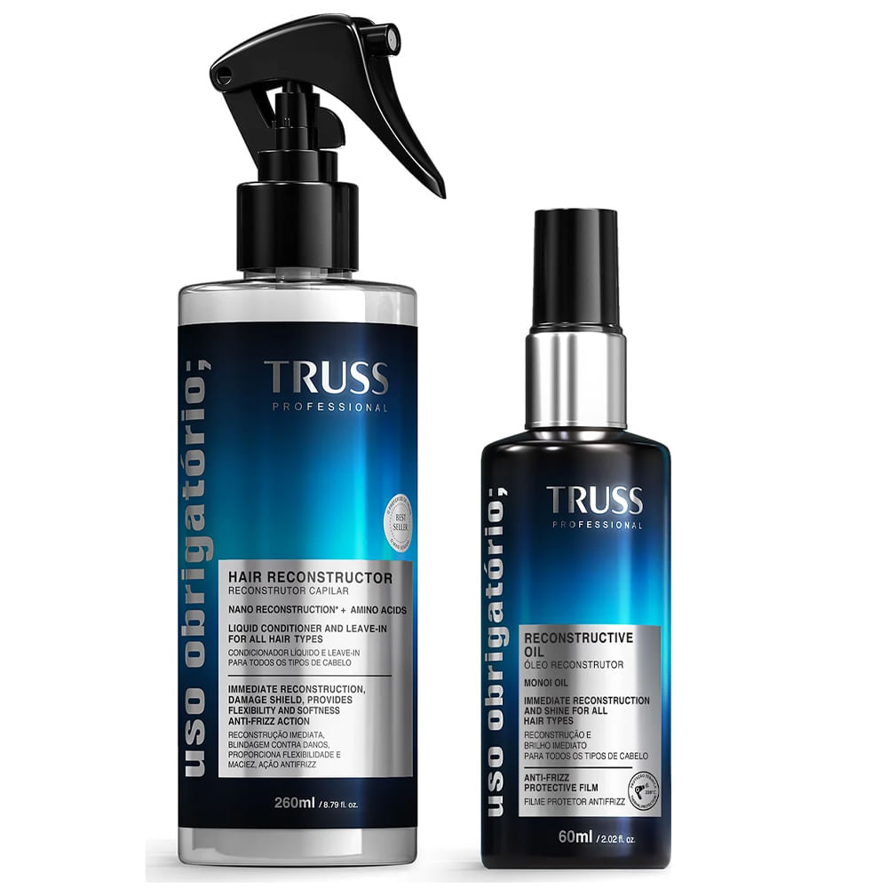 Kit Spray 260ml e Óleo Reconstrutor 60ml Truss Uso Obrigatório | Shopee ...