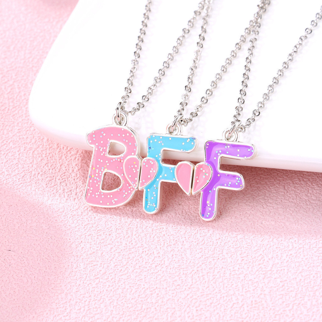 3 Pçs BFF Colar Bonito E Simples Carta Requintado Corrente Liga Moda ...