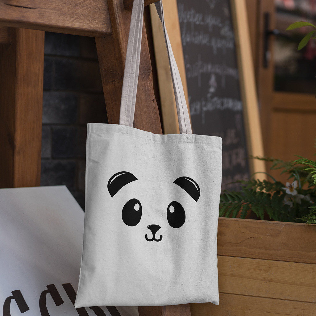Ecobag Panda Bolsa de Praia Grande Sacola de Tecido Dobrável Ecológica Feminina 30x40 REC Store ...