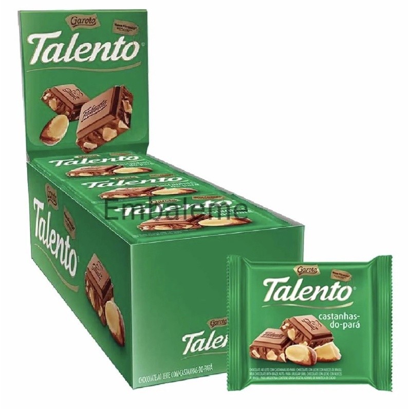 Chocolate Talento Castanhas do Pará C/ 15un 375g | Shopee Brasil