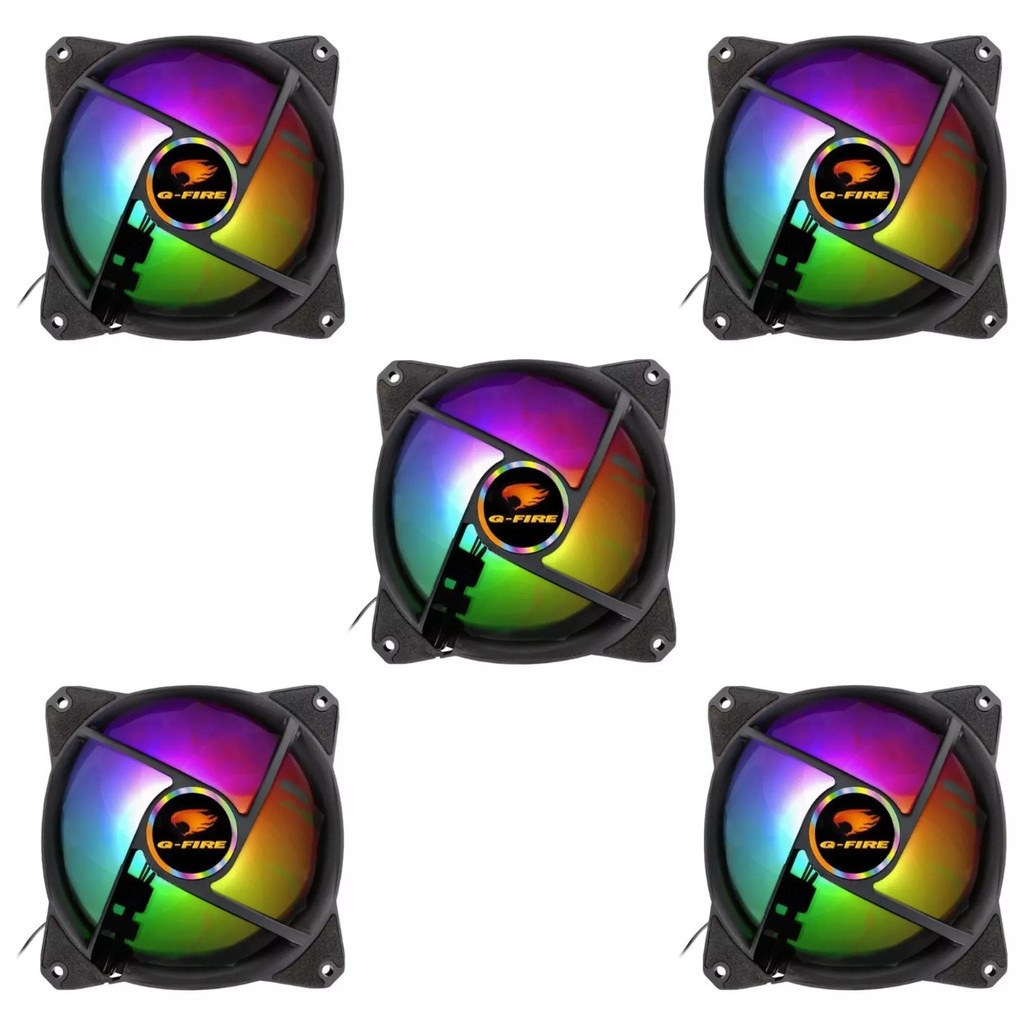 Kit 5 Fan Gamer Led Multicolor Rgb 120x120mm | Shopee Brasil