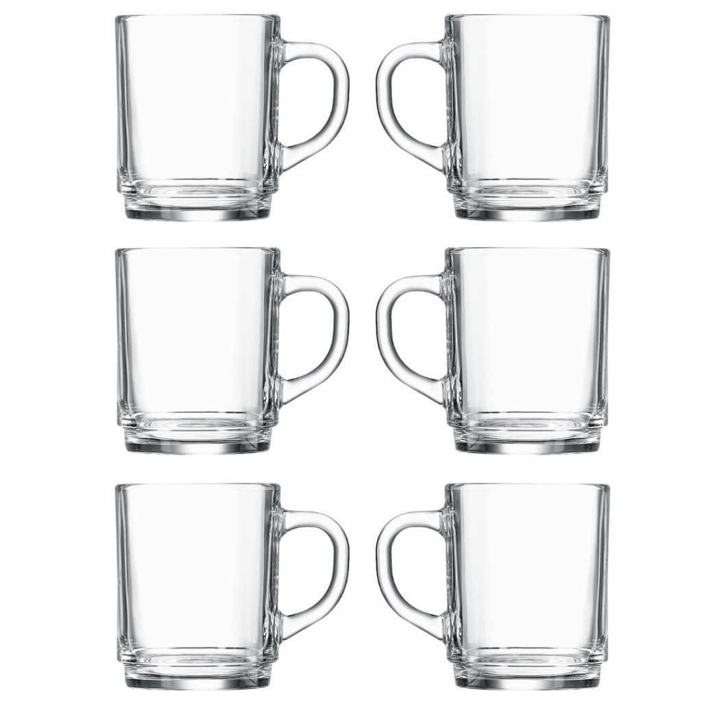 Jogo com 6 xícaras de vidro transparente lisa 230ml (SEM PIRES). Perfeita para café e chá ...