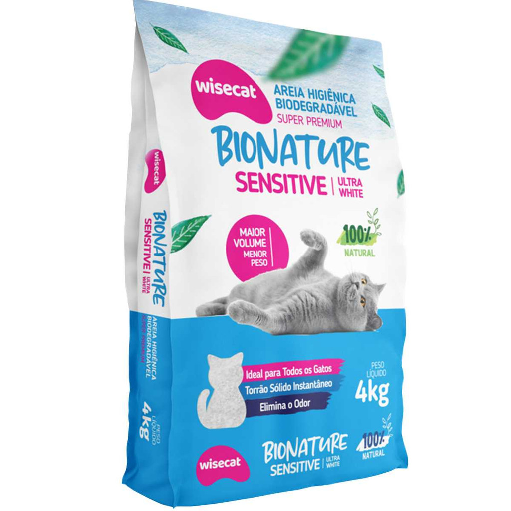 Areia Sanitária Para Gatos Wisecat Bionature Sensitive 4kg | Shopee Brasil