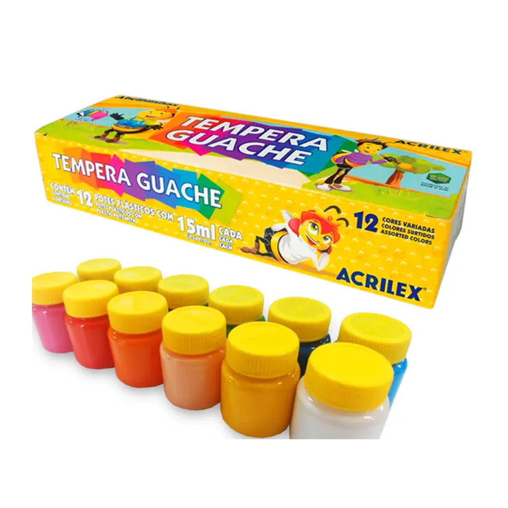 Tinta Guache Acrilex - Caixa Com 12 Cores 15Ml Cada - Acrilex ...