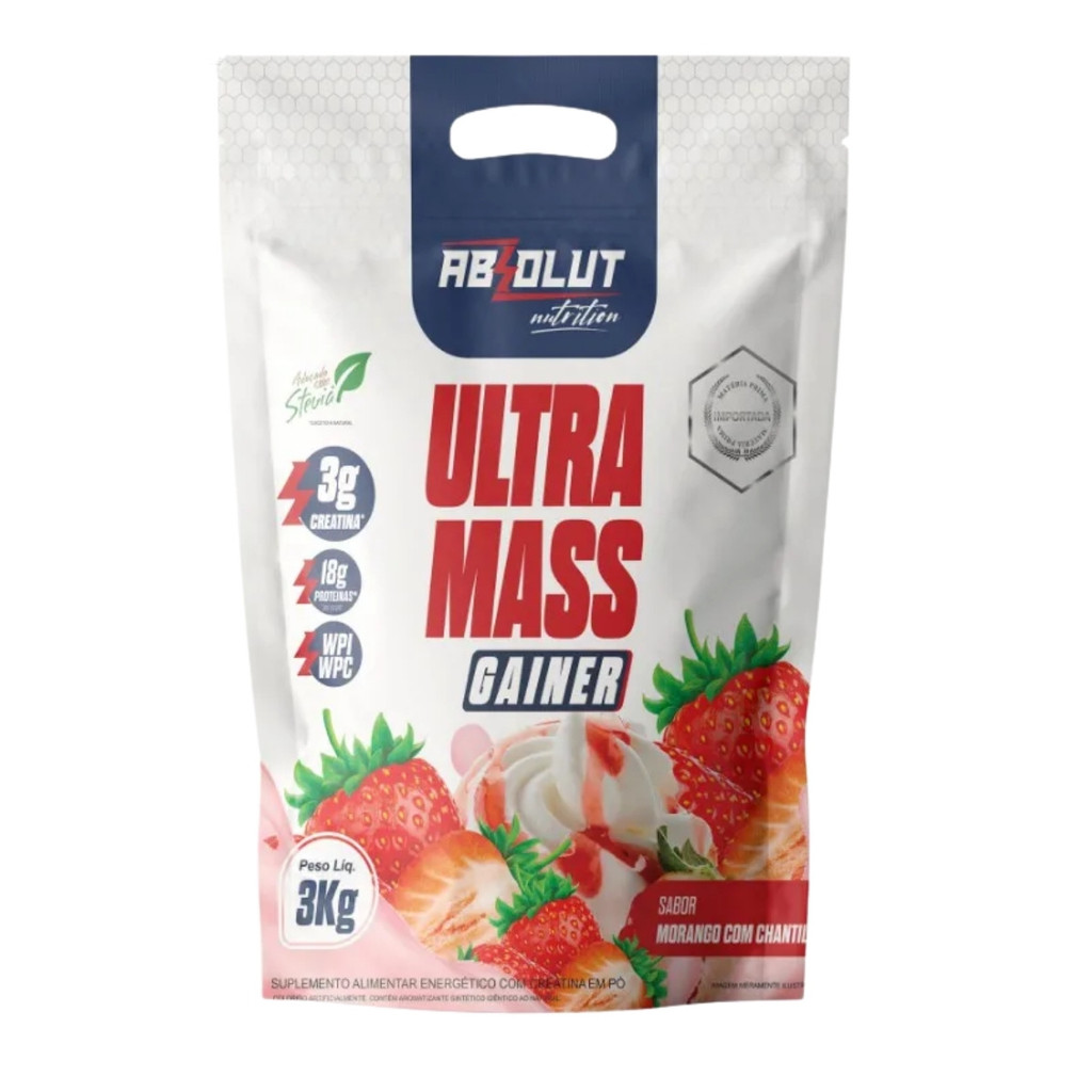 Hipercalórico Ultra Mass Gainer Refil 3kg Absolut Nutrition Morango com ...