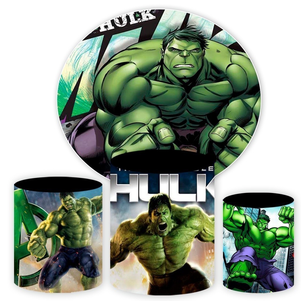 Painel Redondo Hulk + Trio Capas Cilindros Tecido Hulk | Shopee Brasil