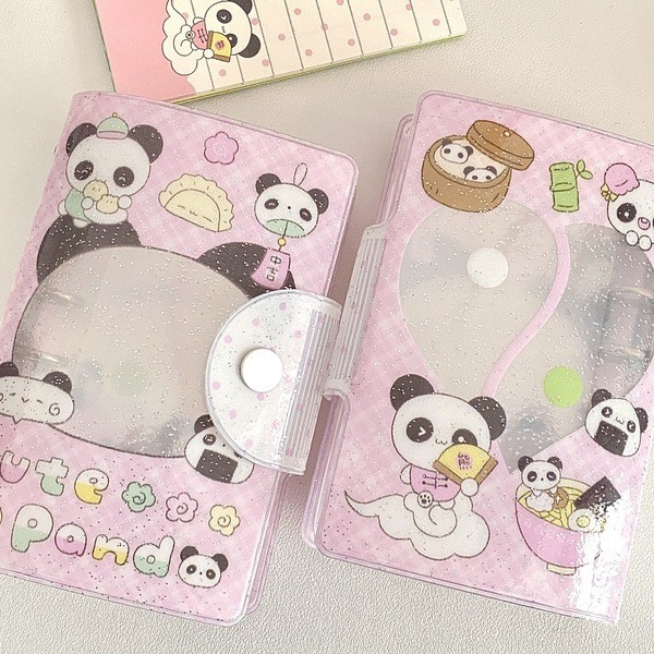 A7 Panda Gourmet Chinês Rosa Glitter Binder Journal Mini Caderno Fofo ...
