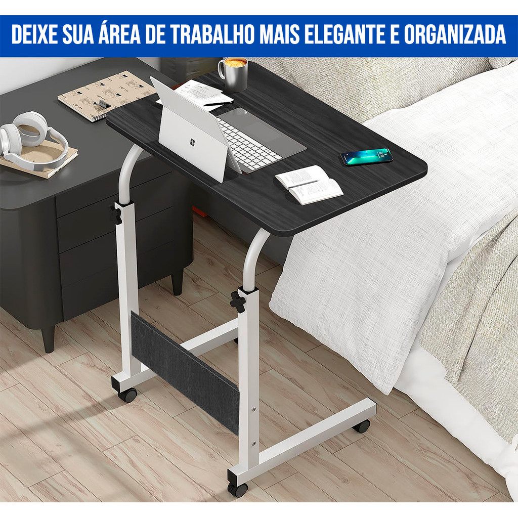 Mesa de notebook Altura Ajustavel Multiuso Mesinha P/ Quarto e Cama com ...