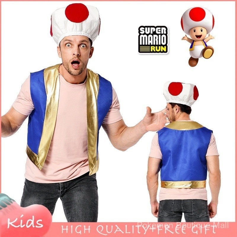 Super Mario Bros Toad Cosplay Party Costume Para Homens Adulto Roupas ...