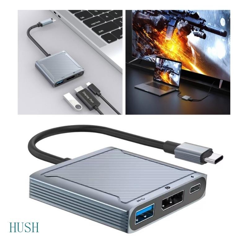 Adaptador Carga HUS 3 1 USB Hub Tipo C Para Displayport 8Kx4K PD100W ...