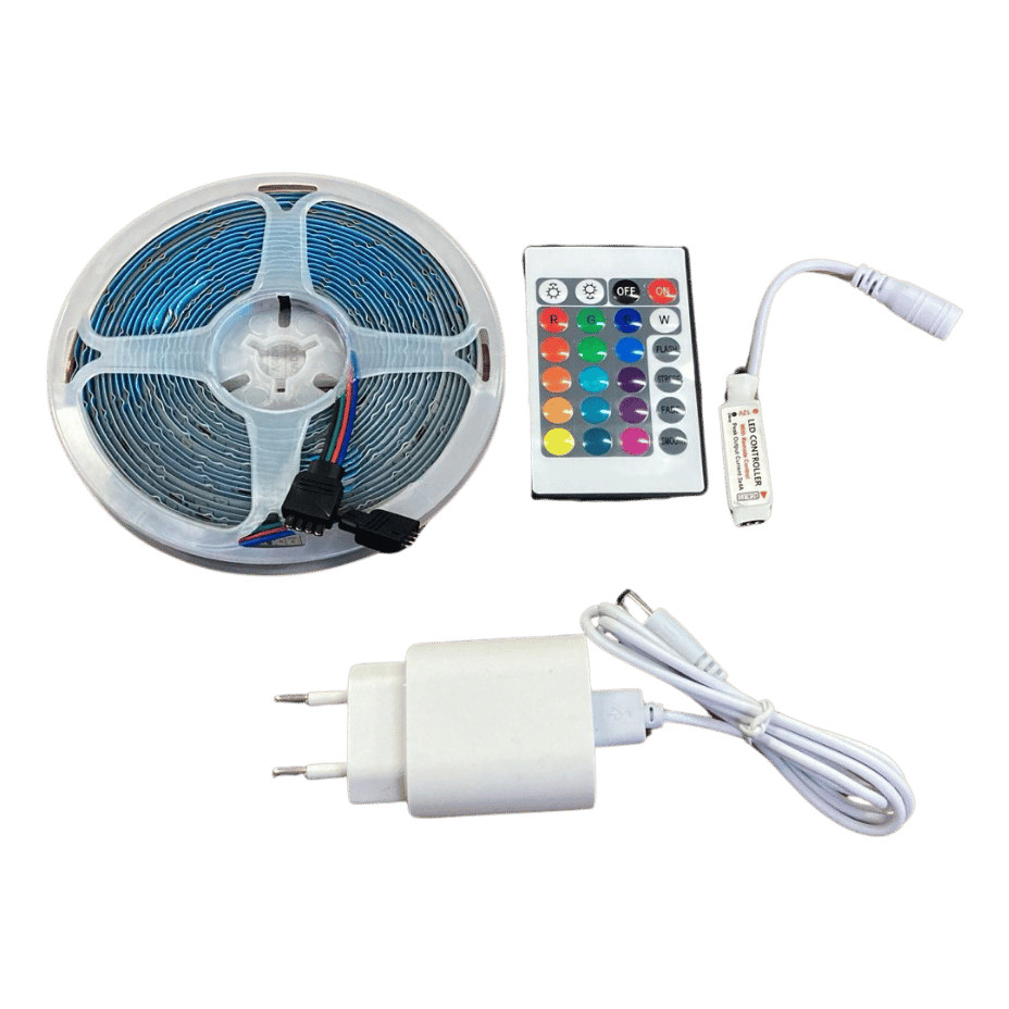 Fita Led 3528 Rolo 5m 60 Leds por Metro Silicone Ip65 Rgb com Fonte 12v ...