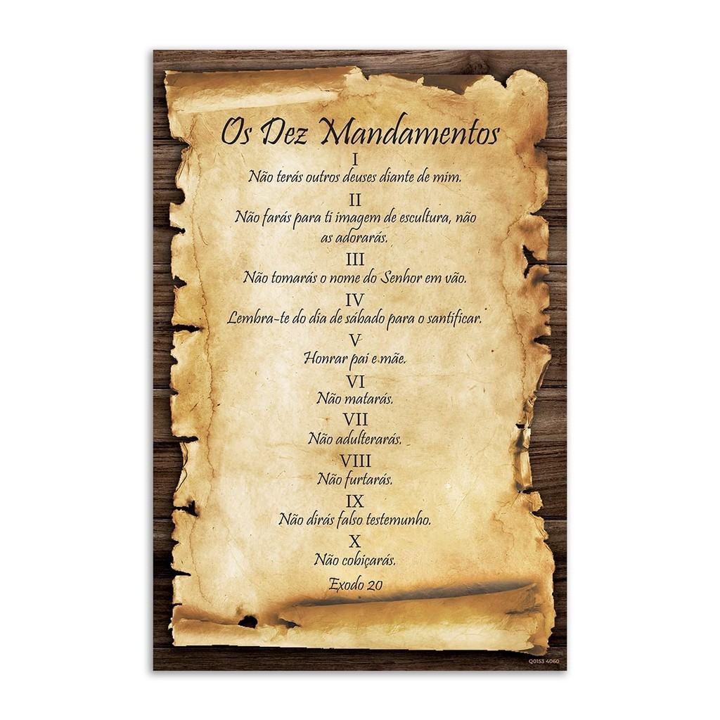 Quadro Decorativo 40x60 cm Os Dez Mandamentos da Bíblia Para Parede Sala Quarto Quadro Cristão ...