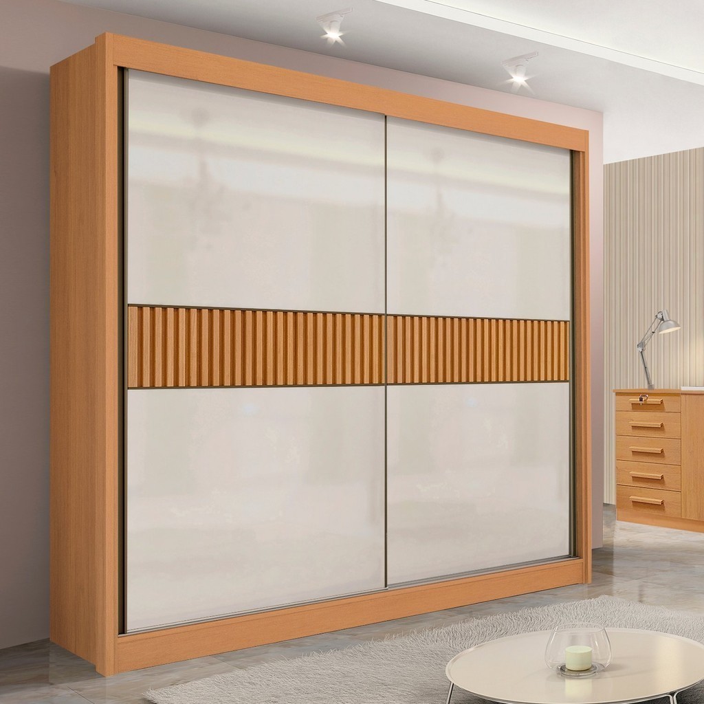 Guarda-roupa Casal 2 Portas 6 Gavetas 100% Mdf Hawai Ripado Cinamomo/Off White | Shopee Brasil
