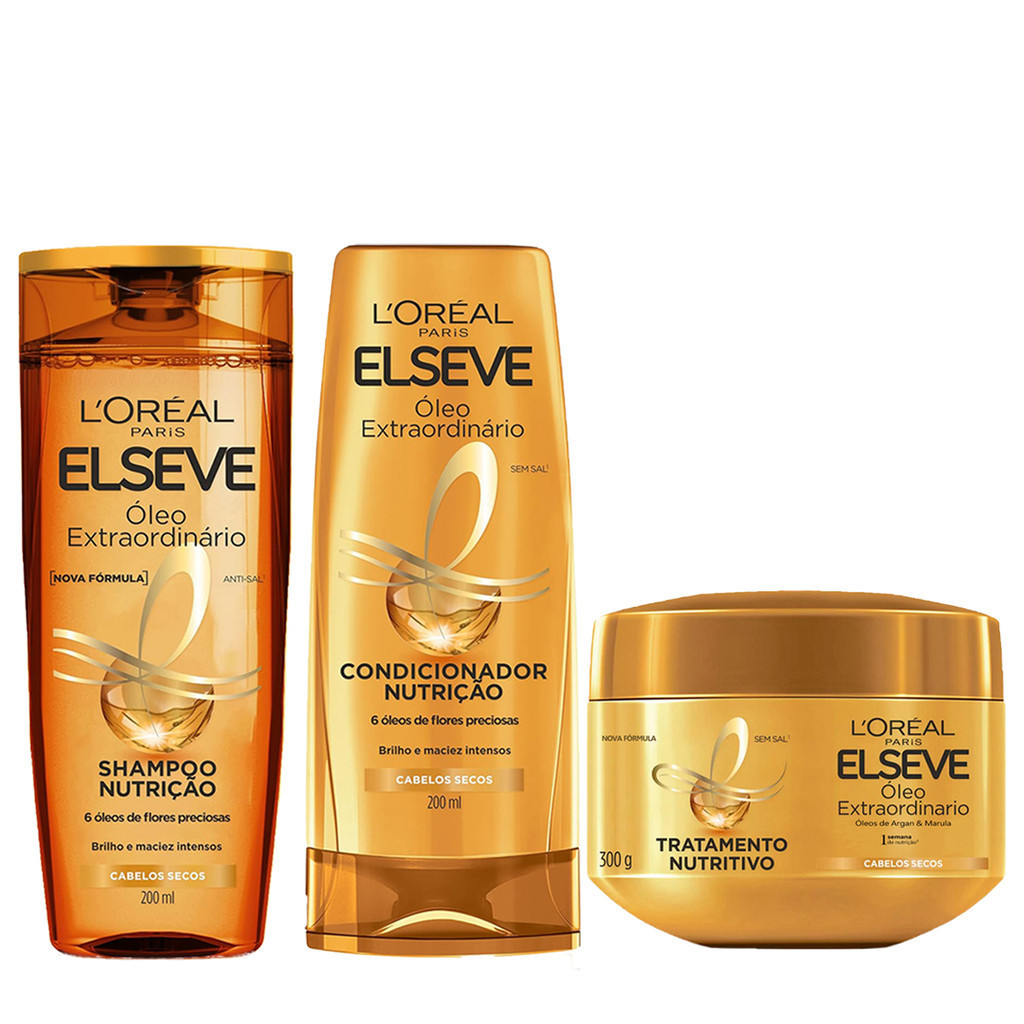 KIT ELSEVE SHAMPOO + COND + MÁSCARA ÓLEO EXTRAORDINÁRIO | Shopee Brasil