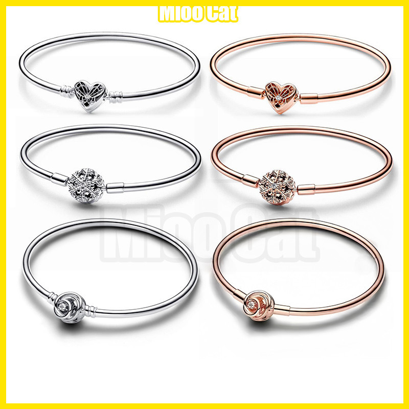 Pulseira Brilhante De Floco De Neve De Dois Tons DIY S925 Banhada A Prata + Bolsa De Veludo ...