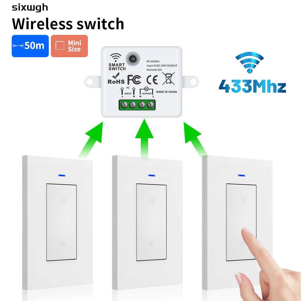 Interruptor Sem Fio De Controle Remoto RF 433MHz AC 85-240V 10A Módulo ...