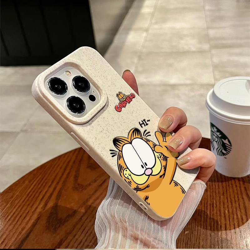 Cartoon Garfield Divertido e simples capa de telefone para iPhone 14 13 ...