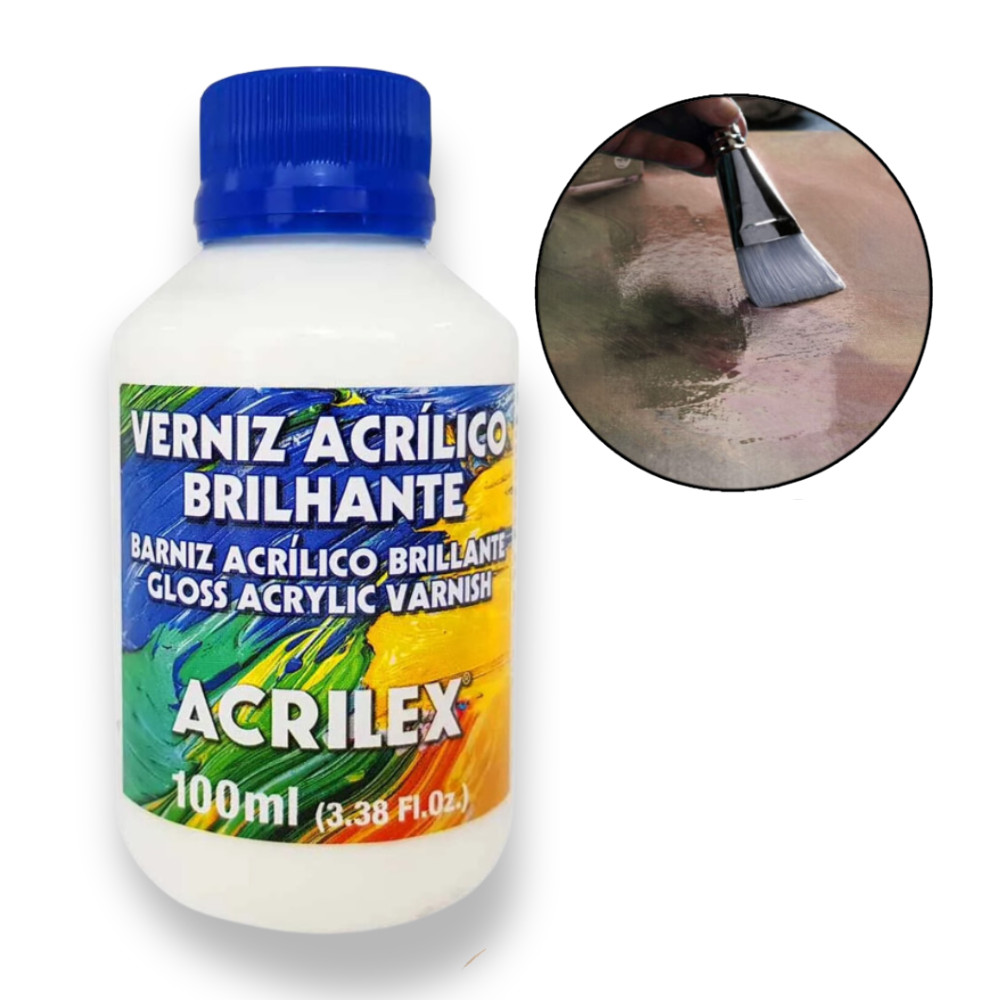 Verniz Acrílico Brilhante 100ml Acrilex Incolor Atóxico Solúvel ...