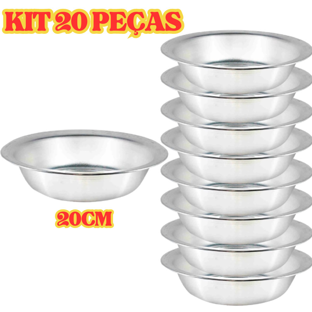 KIT - 20 Bacias em Aluminio Tigela Multiuso Cuba Nº 20 700ml | Shopee ...