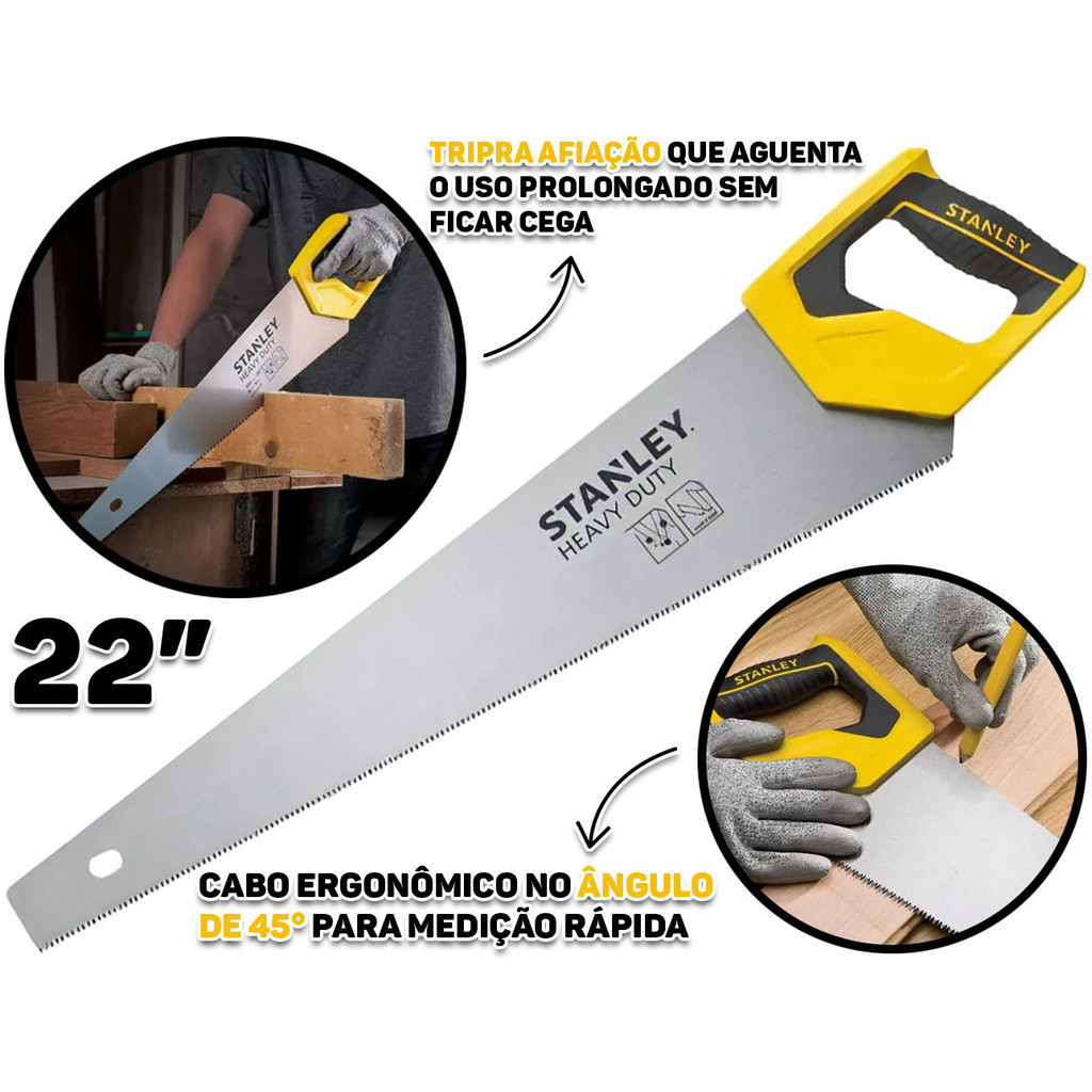 Serrote Profissional Heavy Duty Cabo Bimaterial 22 Polegadas Para Madeira E Laminados Stanley ...