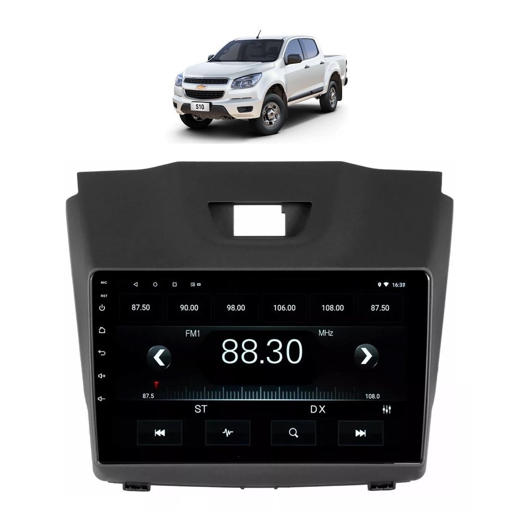 Kit Multimídia S10 TrailBlazer LS 12 / 16 CarPlay AndroidAuto 9 Pol USB FM Bt - 908BR Roadstar ...