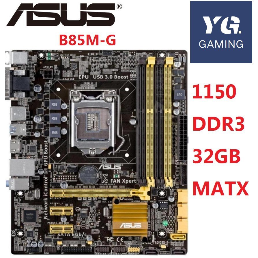 Placa Principal ASUS B85M-G B85 DDR3 32GB M-ATX Tomada LGA 1150 Para Computador PC Utilizada ...