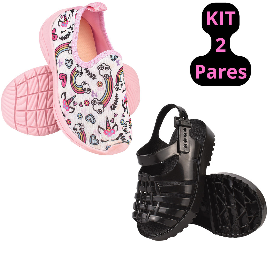 Kit 2 Pares Tênis Calce Fácil Infantil e Sandália Tratorada | Shopee Brasil