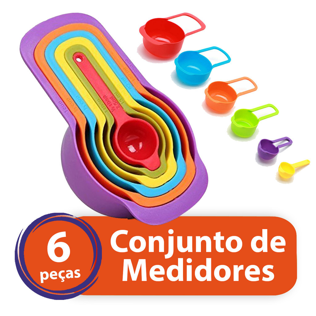 Kit Colheres Medidoras Conjunto 6 Peças Xícara Medidas Utensílios ...