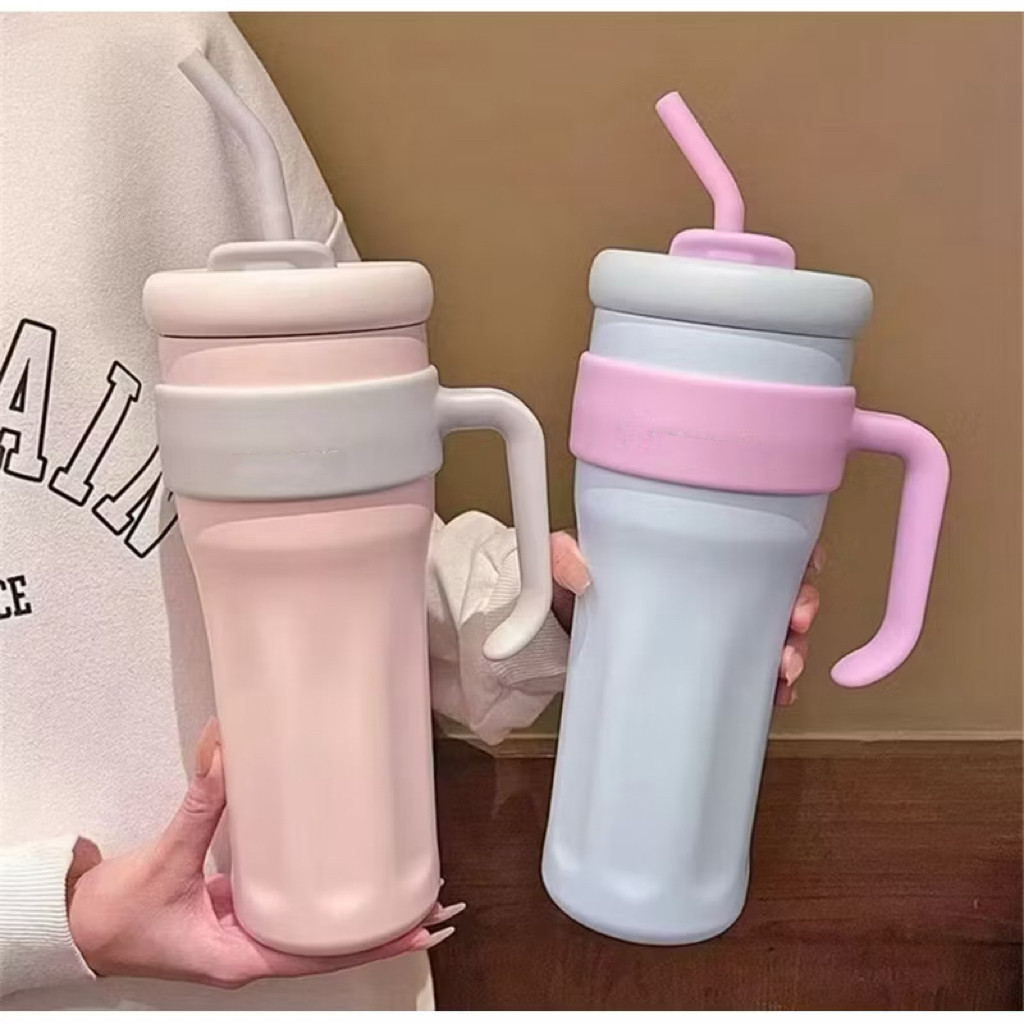 Copo térmico com Canudo de Inox 1200ml Com Alça Isolamento Térmico ...