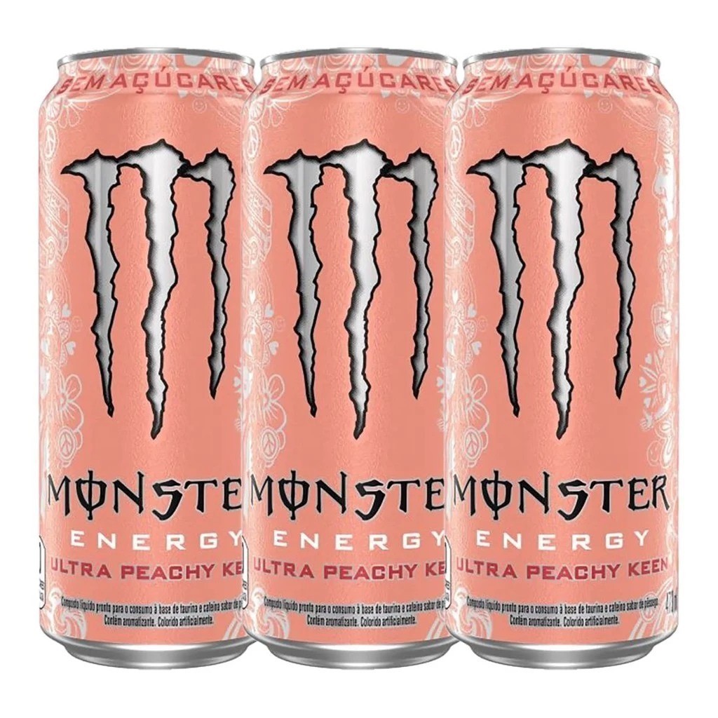 kit 3 Novo Energy Monster Peachy Ultra Keen energético zero açucar ...