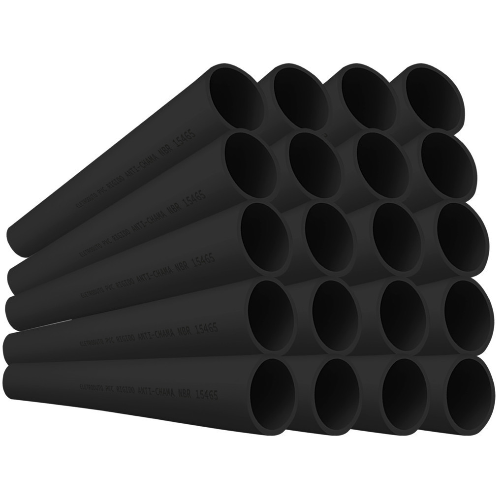 Kit 20 Unidades Conduite Eletroduto Preto de Sobrepor 1/2 Polegada ...