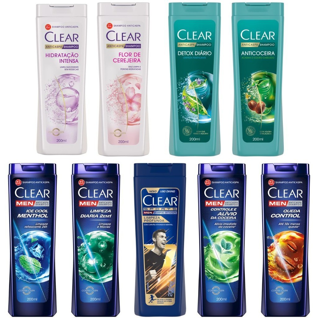 Shampoo Anticaspa Clear Men/Women 200ml Fragrâncias | Shopee Brasil