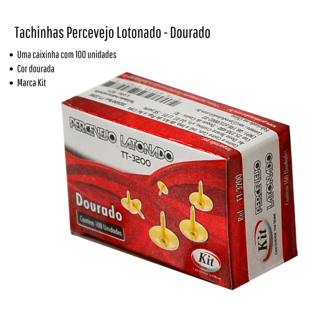 Tachinhas Percevejo Latonado Dourada com 100 Unidades - Kit | Shopee Brasil