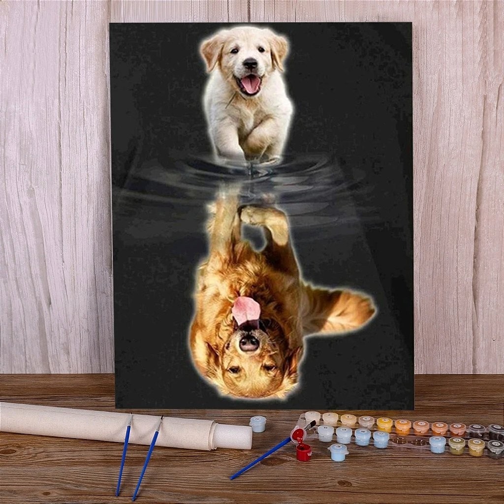 Kit pintura numerada Golden Retriver | Shopee Brasil