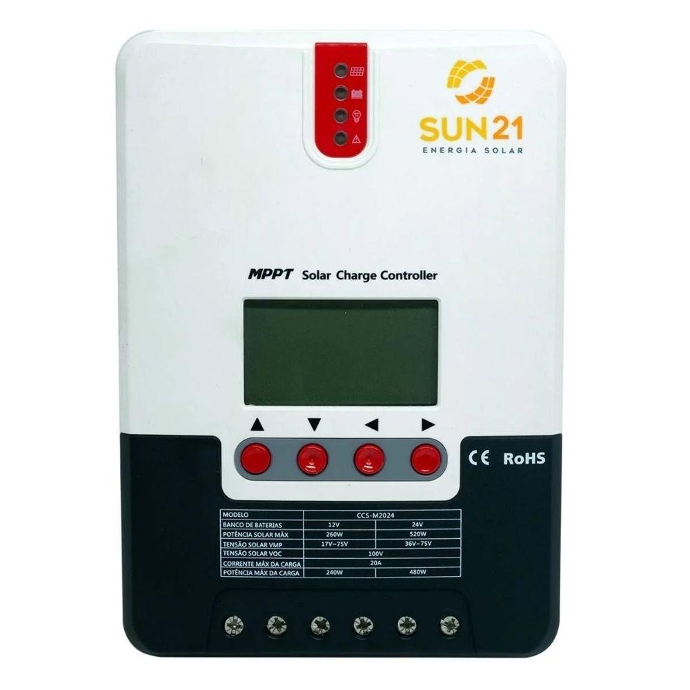 Controlador de Carga 20A 12V/24V MPPT SUN21 - CCS-M2024 | Shopee Brasil