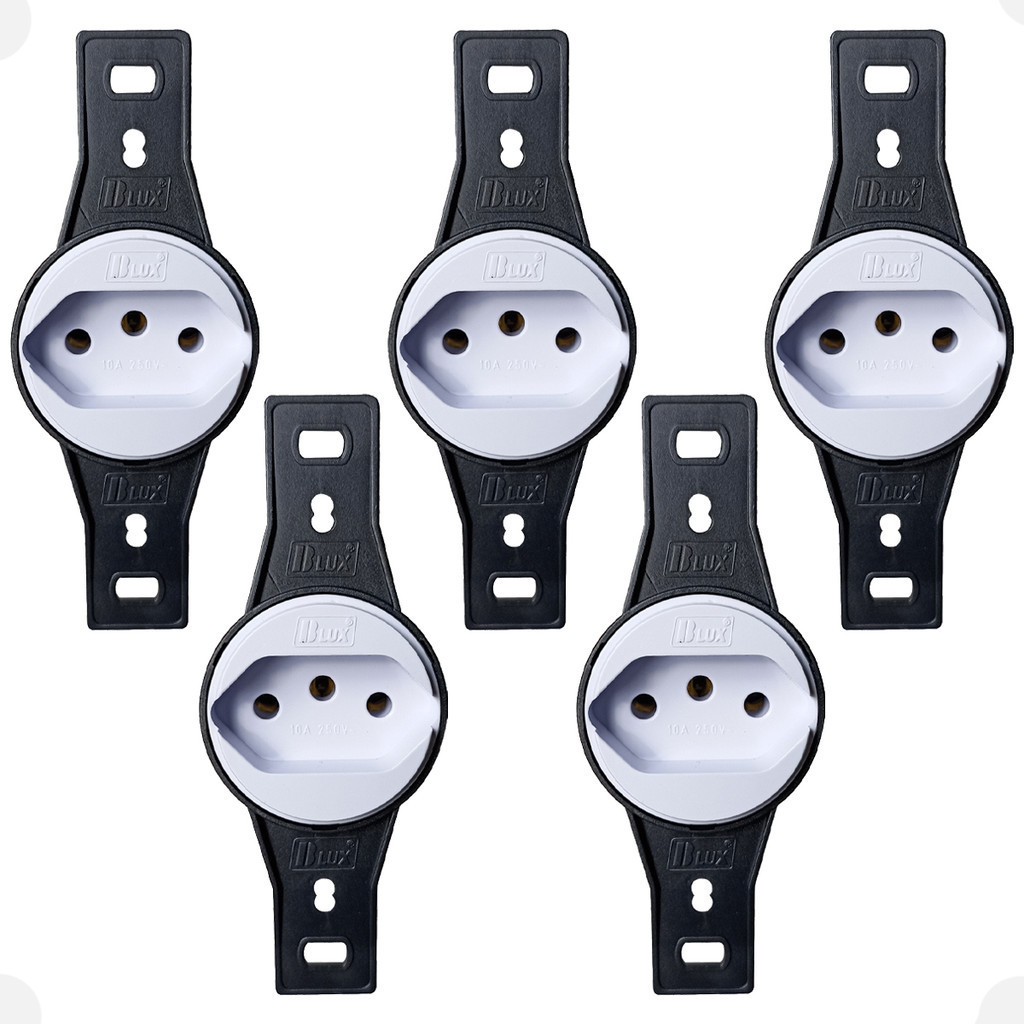 5 Tomada De Embutir Redonda 2P+T 10A Branca | Shopee Brasil