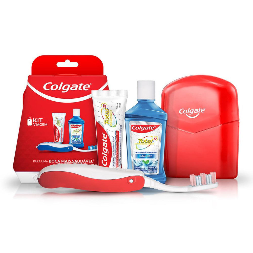 Kit Viagem Colgate 1 Escova Dental + 1 Creme Dental + 1 Enxaguante ...