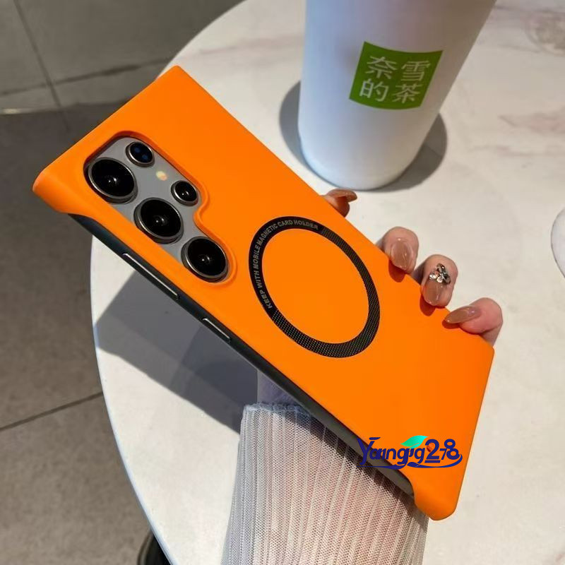 Luxo Ultra Fino Sem Moldura Magnético Para Magsafe Caso Samsung S25 S24 S23 S22 S20 FE Duro PC ...