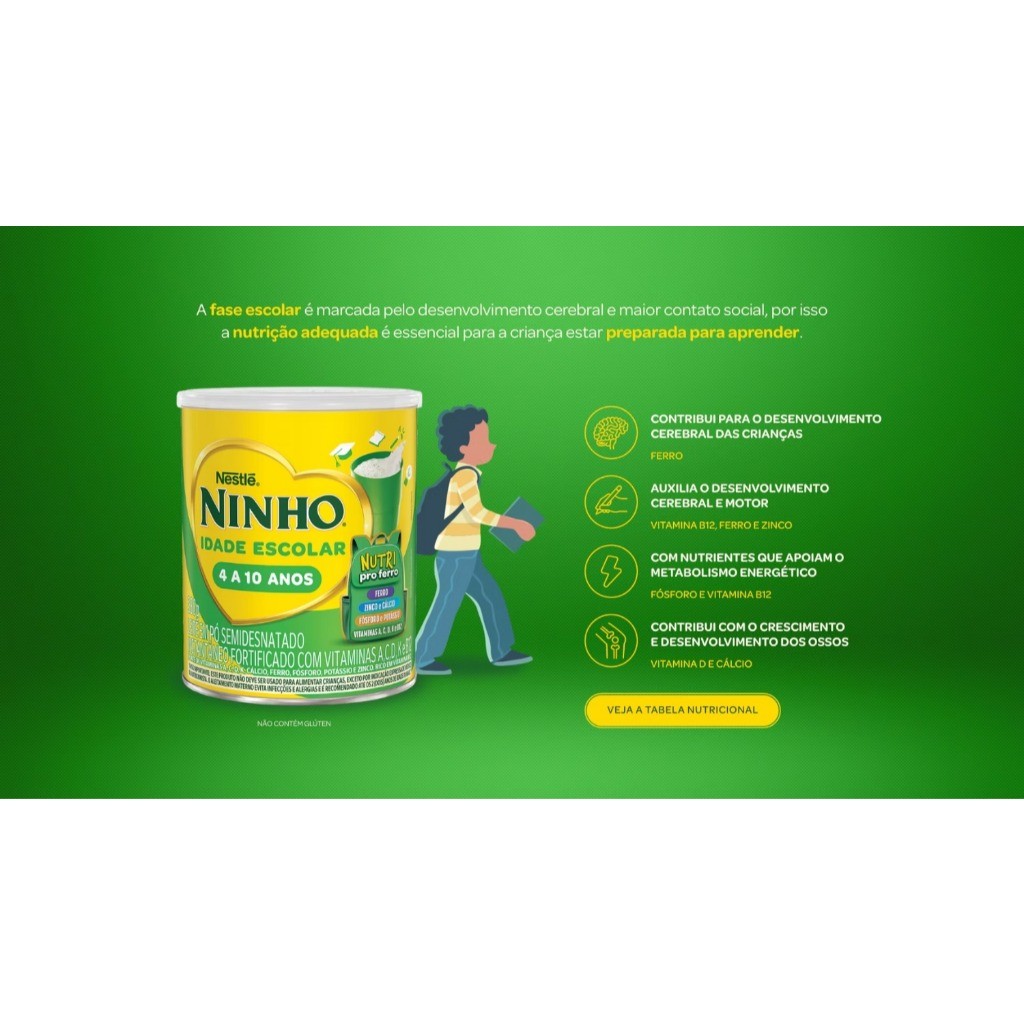 Nestle Ninho Idade Escolar - 4 a 10 anos 750g | Shopee Brasil