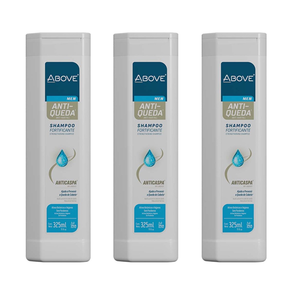 Kit 3 und Shampoo Above Masculino Antiqueda e Anticaspa 325ml | Shopee ...