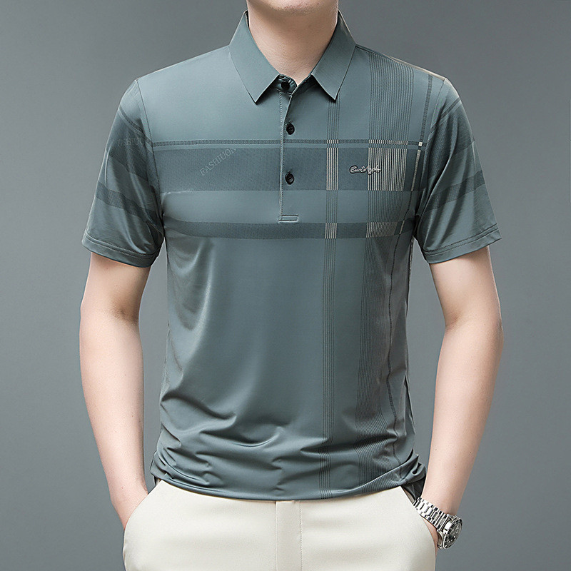 Nova Camisa Polo Masculina de Verão com Gola Reversa, Camiseta de Manga ...