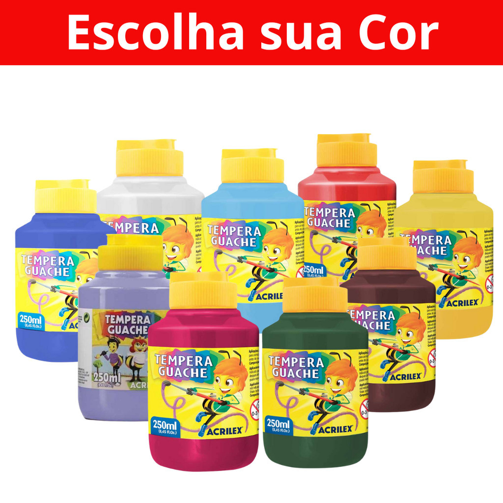 Tinta Guache 250ml Acrilex Escolha Sua Cor UN | Shopee Brasil