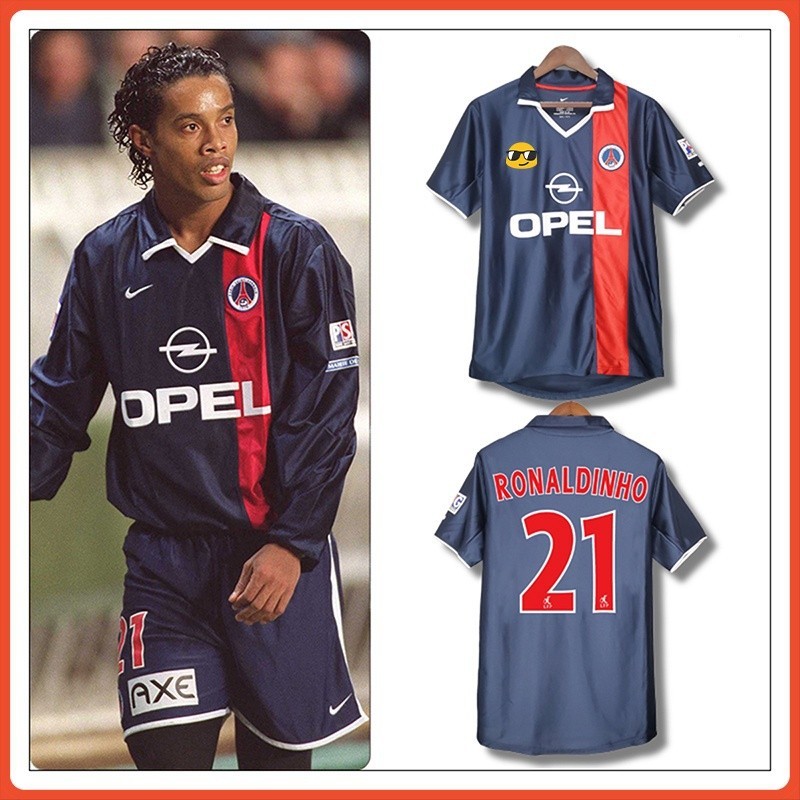 01-02 Camisa de futebol retro PSG casa Classic Ronaldinho 2002 2001 ...