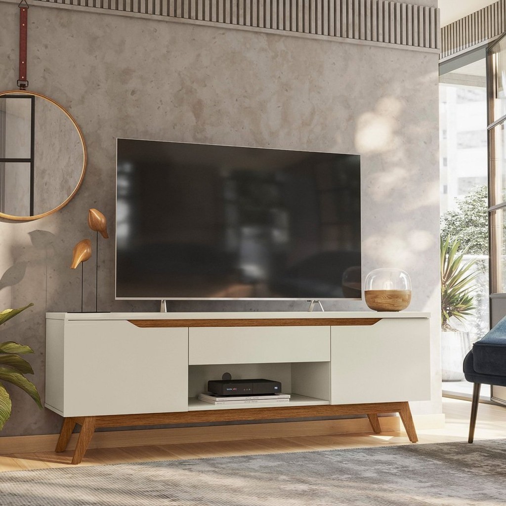 Rack para TV até 55 Polegadas 57x162cm Retro Tóquio Off White | Shopee ...