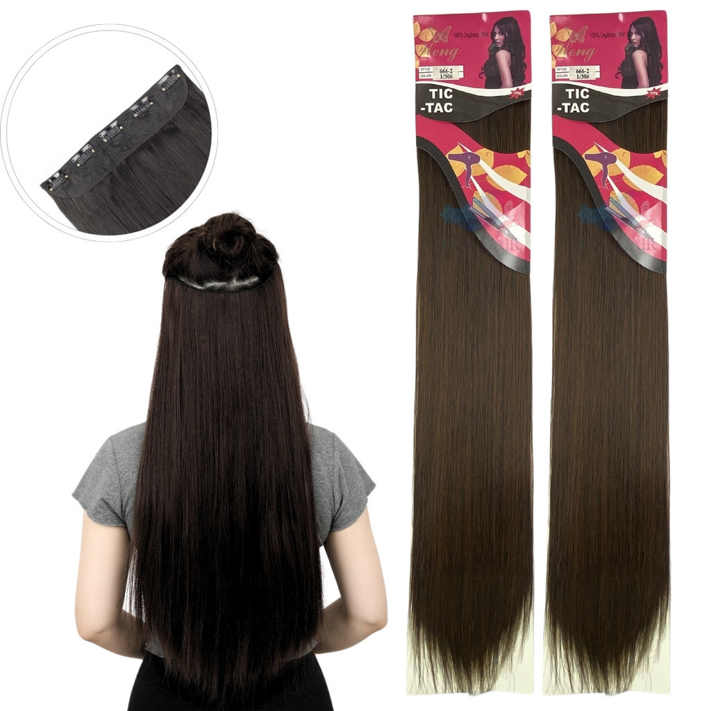 Kit 2 Aplique Tic Tac 70cm Extenção Cabelo Fibra Orgânica Weng | Shopee ...