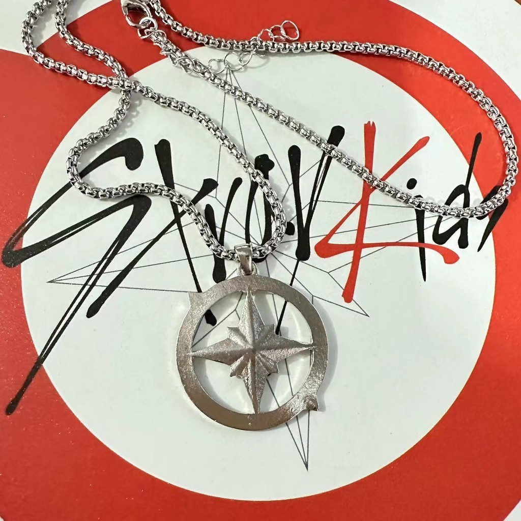 K-Pop Idol Stray Kids Necklace SKZ Compass Logo Acessórios De Moda ...