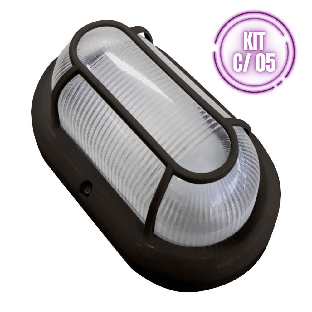 Kit 05 Luminária Arandela Tartaruga Preta Externa IP44 com Grade Blumenau Iluminacao | Shopee Brasil