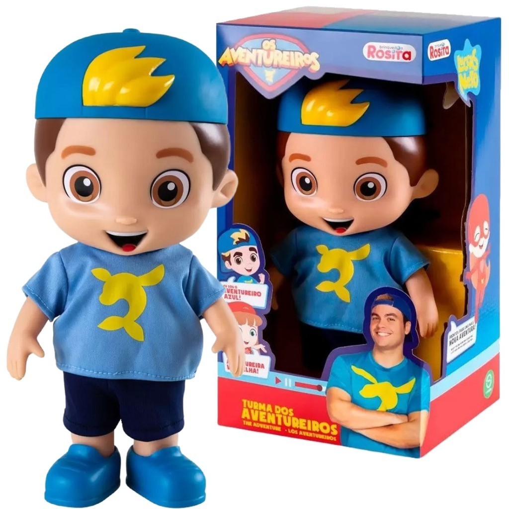 Boneco Luccas Neto Aventureiro Azul De Vinil Articulado 27Cm | Shopee ...
