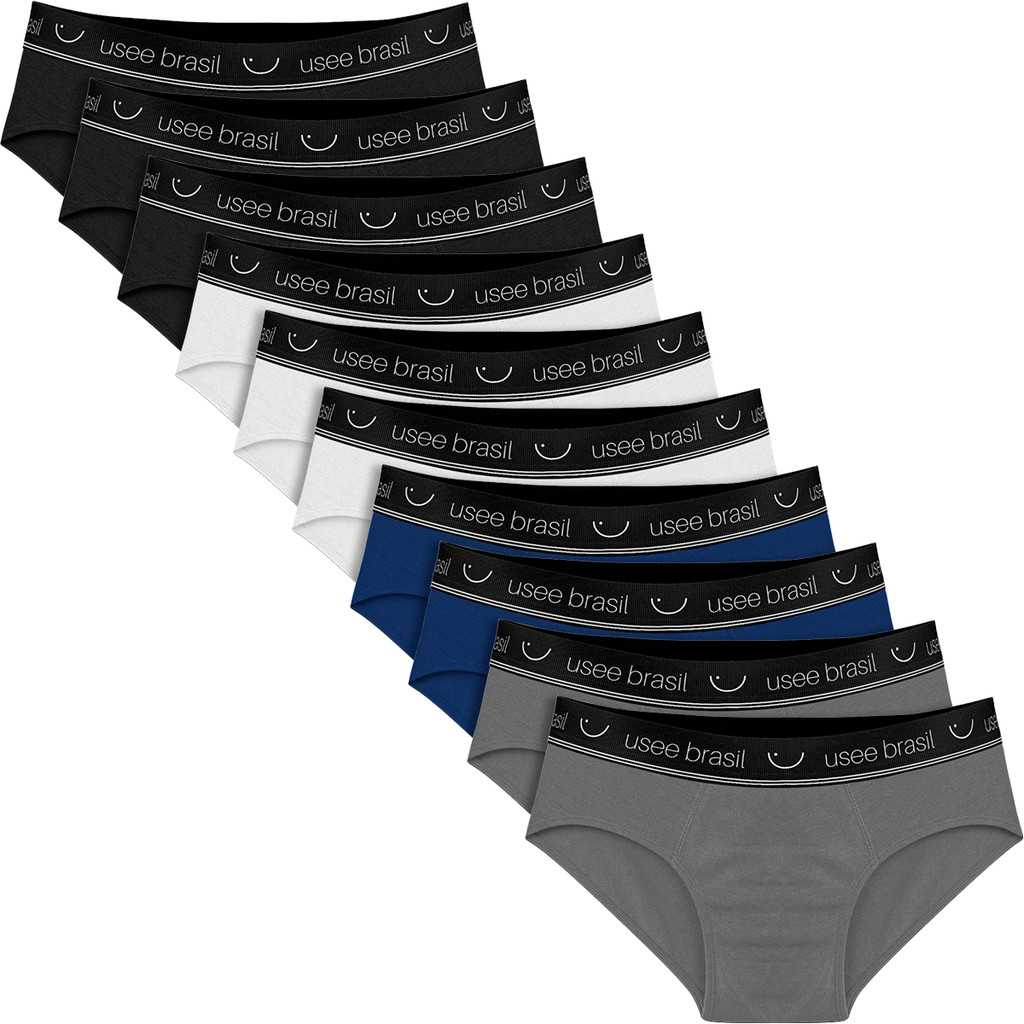 Kit com 10 Cuecas Tradicional Slip Adulto Original Cueca Cavada Algodão ...